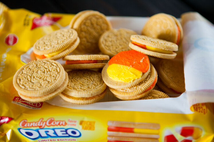 Candy Corn Oreo Chocolate Chip Cookies - Brooklyn Farm Girl