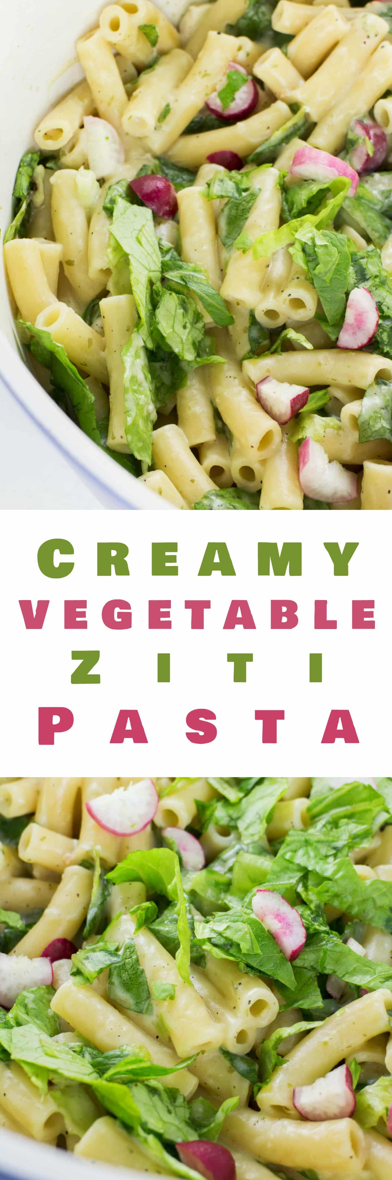 Creamy Vegetable Ziti Pasta - Brooklyn Farm Girl
