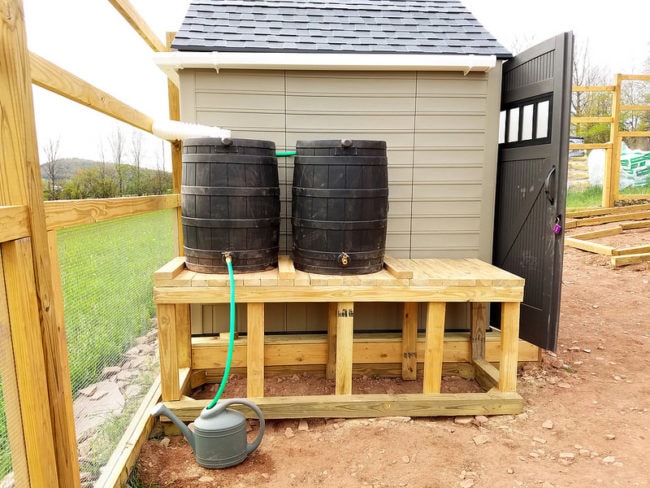 How to Build a Rainwater Catchment On a Shed Roof - Brooklyn Farm Girl