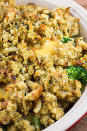Broccoli Cheese Casserole with Stuffing - Brooklyn Farm Girl