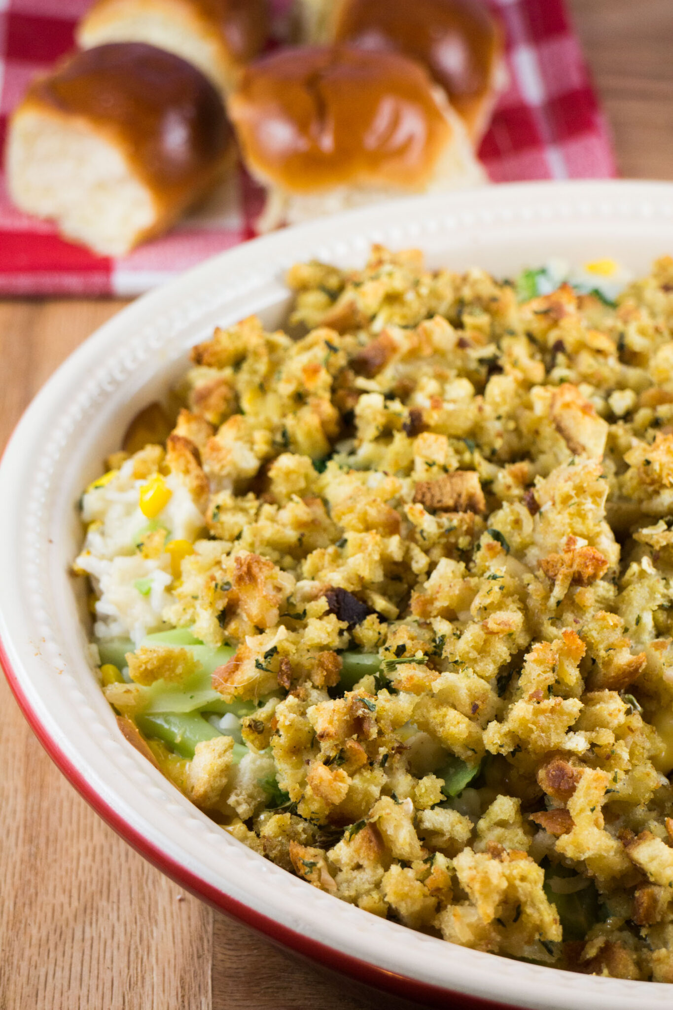 Broccoli Cheese Casserole with Stuffing - Brooklyn Farm Girl