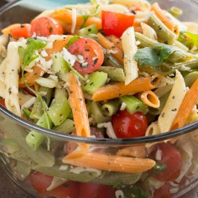 Tri Color Italian Pasta Salad - Easy Recipe with Italian Dressing and ...