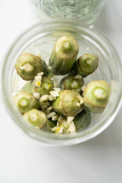 Half Sour Pickled Okra - Easy Crunchy Okra Made in Refrigerator!