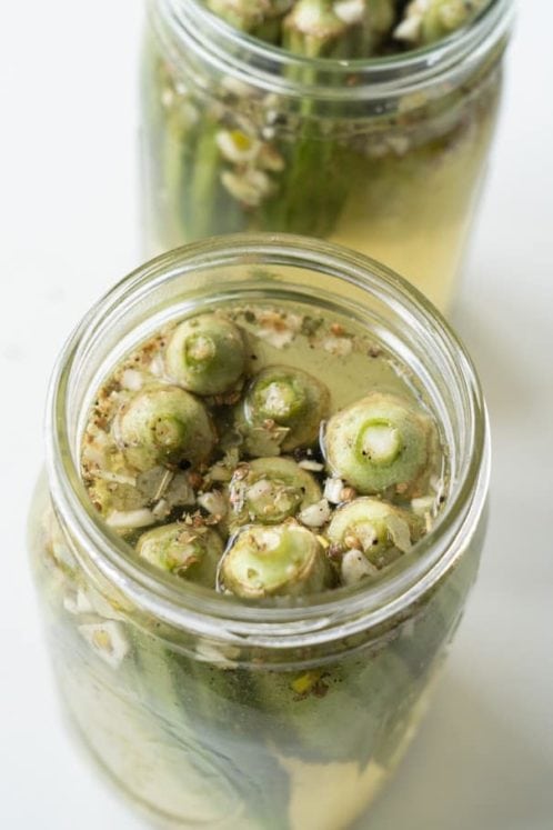 Half Sour Pickled Okra - Easy Crunchy Okra Made in Refrigerator!