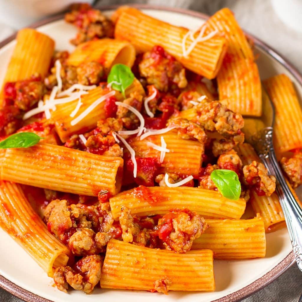 Rigatoni with Sweet Italian Sausage - Brooklyn Farm Girl