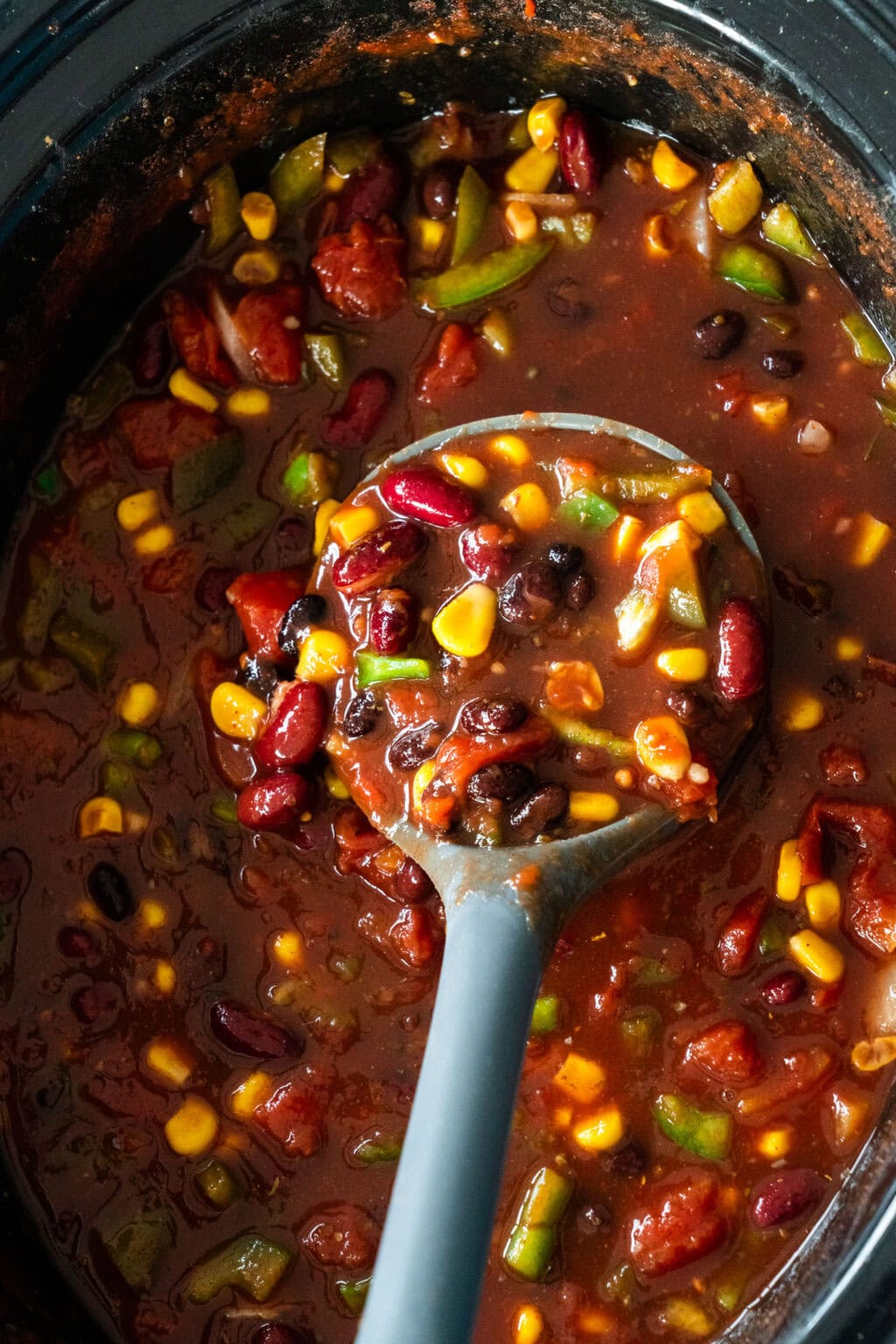 Veggie-Packed Vegetarian Slow Cooker Chili - Brooklyn Farm Girl