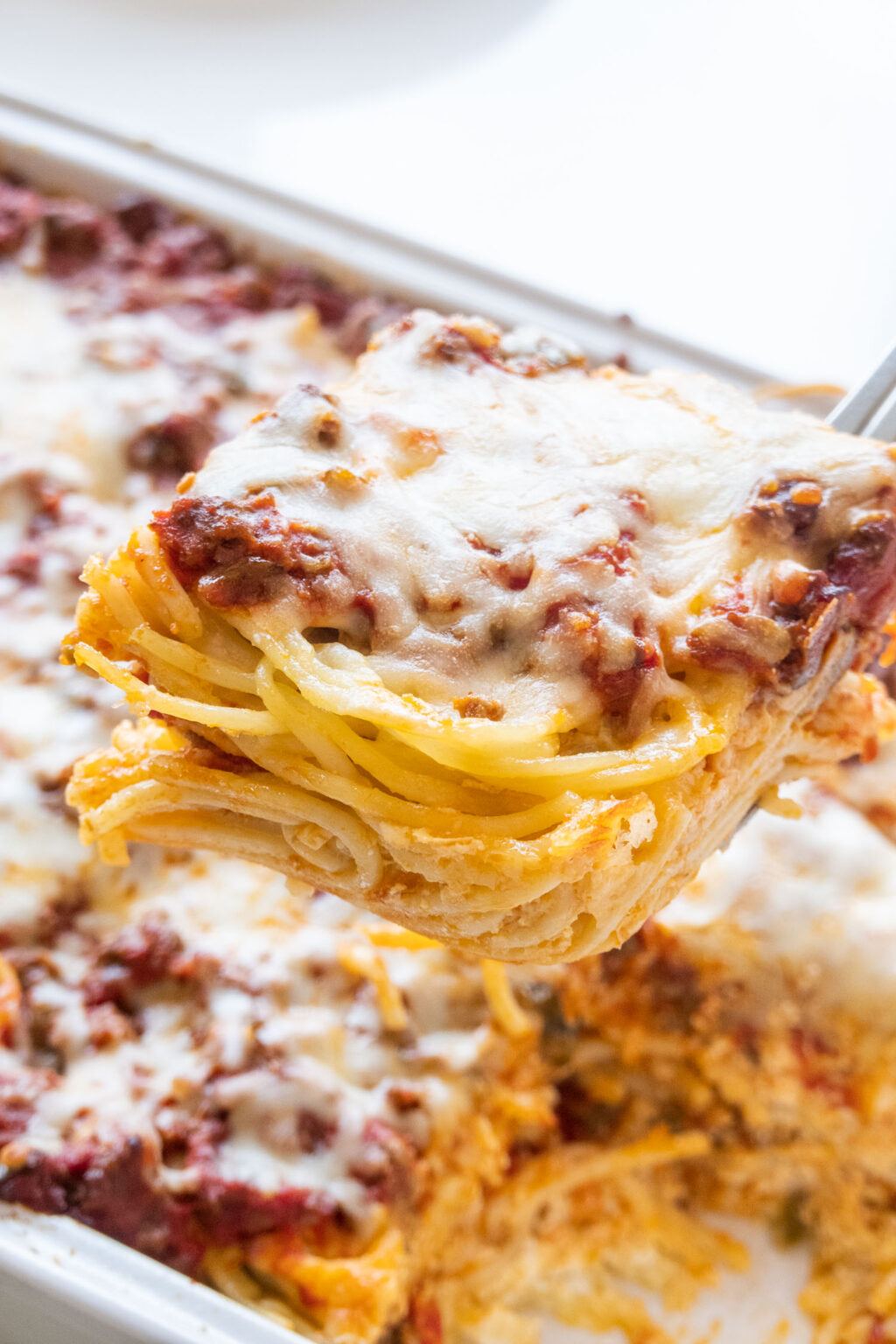 Baked Spaghetti Casserole with Ground Beef & Ricotta - Brooklyn Farm Girl