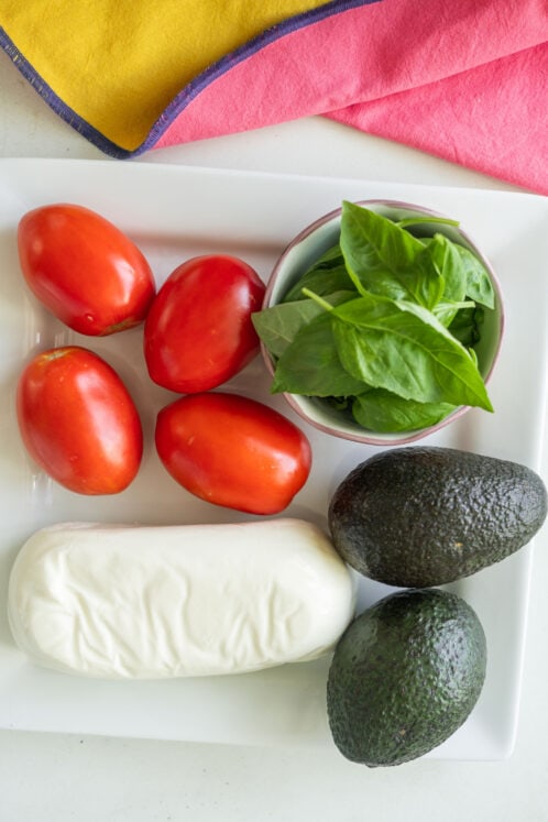 Roma Tomato Mozzarella Salad with Avocado - Brooklyn Farm Girl