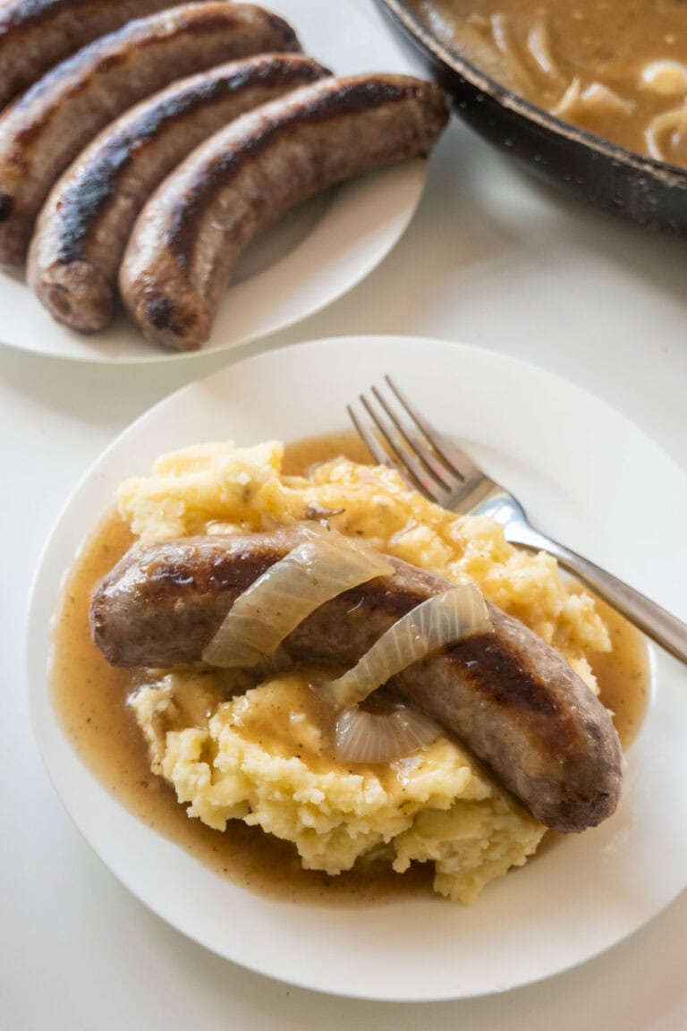 Bangers and Mash with Beef Onion Gravy (my kids love this) - Brooklyn ...