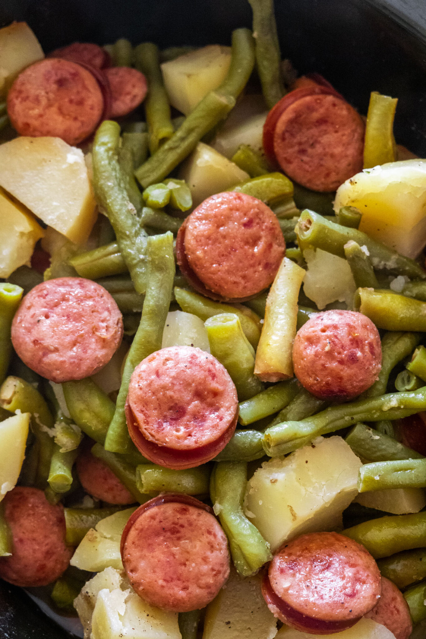 Crockpot Kielbasa and Green Beans - Brooklyn Farm Girl
