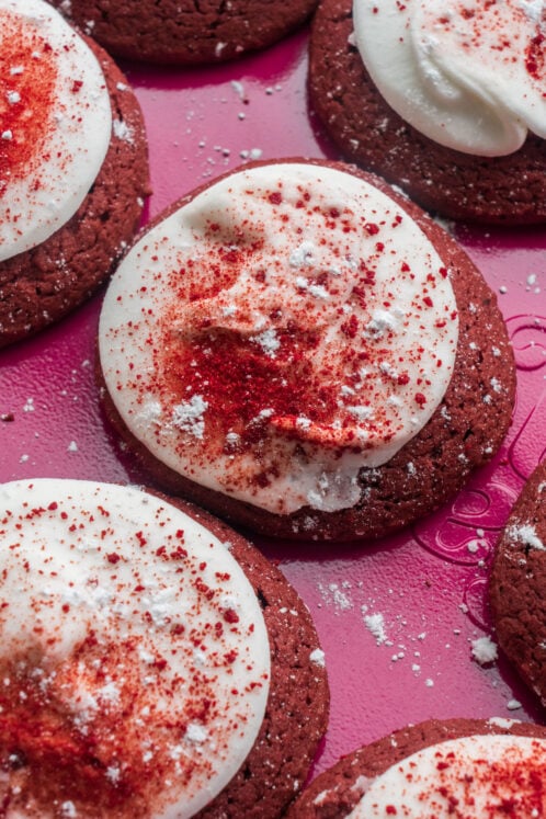 Red Velvet Cookies with Frosting - Brooklyn Farm Girl