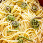 Lemon Garlic Fiddleheads and Spaghetti - Brooklyn Farm Girl