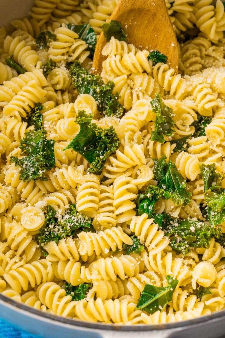 20 Minute Butter Garlic Pasta with Kale - Brooklyn Farm Girl