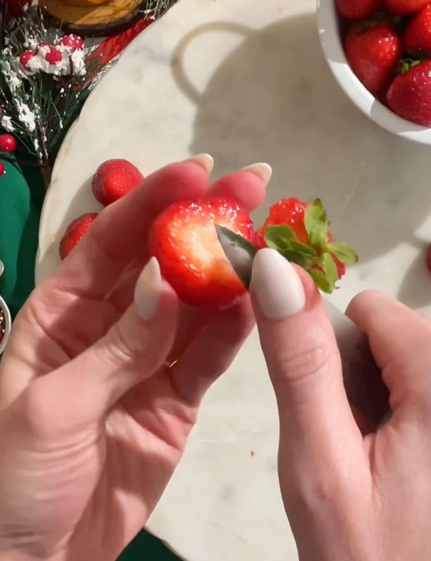 Strawberry Santas (Strawberries and Cool Whip) - Brooklyn Farm Girl