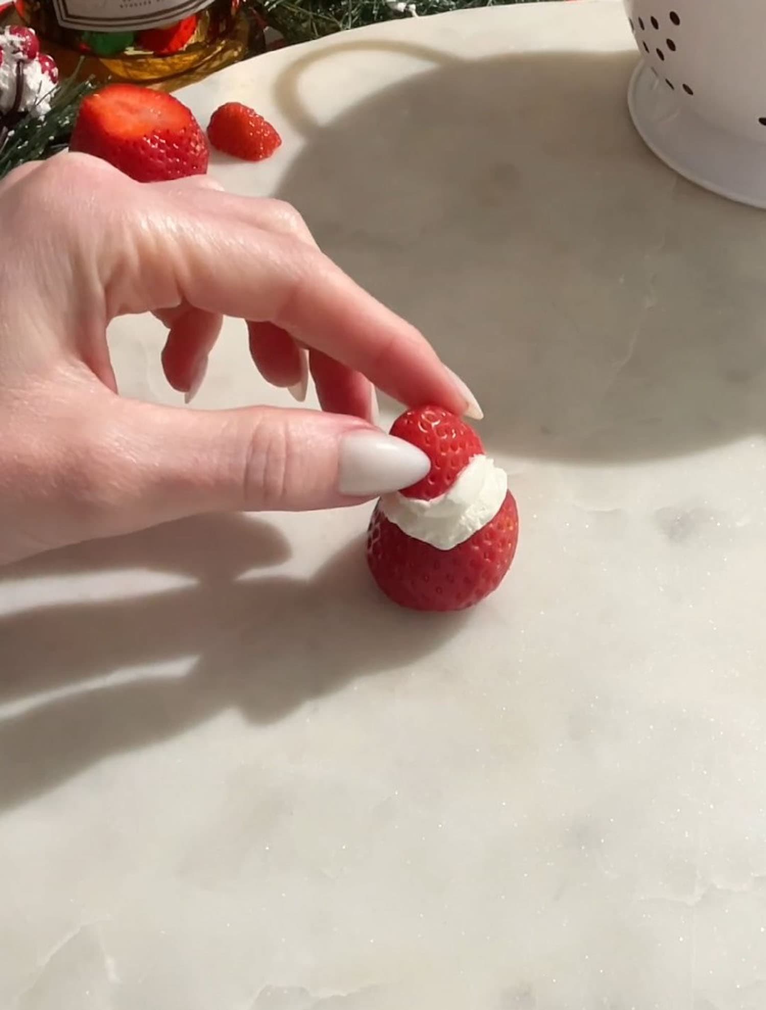 Strawberry Santas (Strawberries and Cool Whip) - Brooklyn Farm Girl