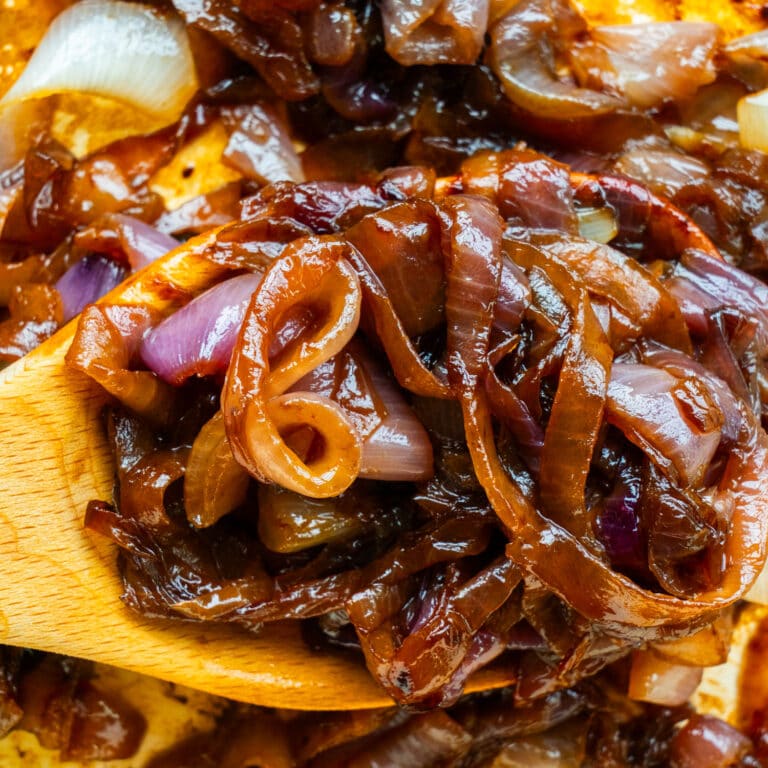Quick Stovetop Caramelized Red Onions - Brooklyn Farm Girl