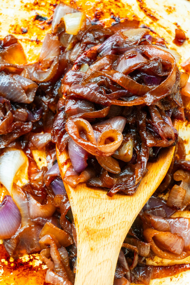 Quick Stovetop Caramelized Red Onions - Brooklyn Farm Girl