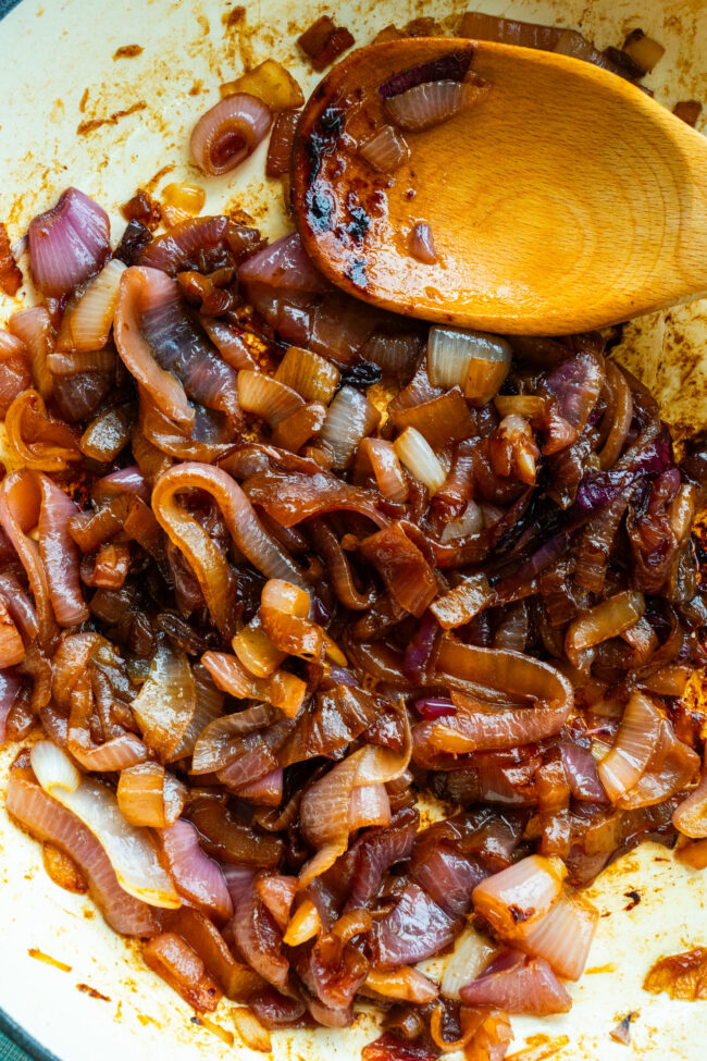 Quick Stovetop Caramelized Red Onions - Brooklyn Farm Girl