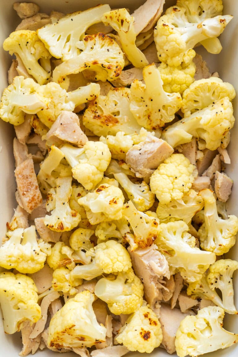 Cheesy Chicken and Cauliflower Casserole (So creamy!) - Brooklyn Farm Girl