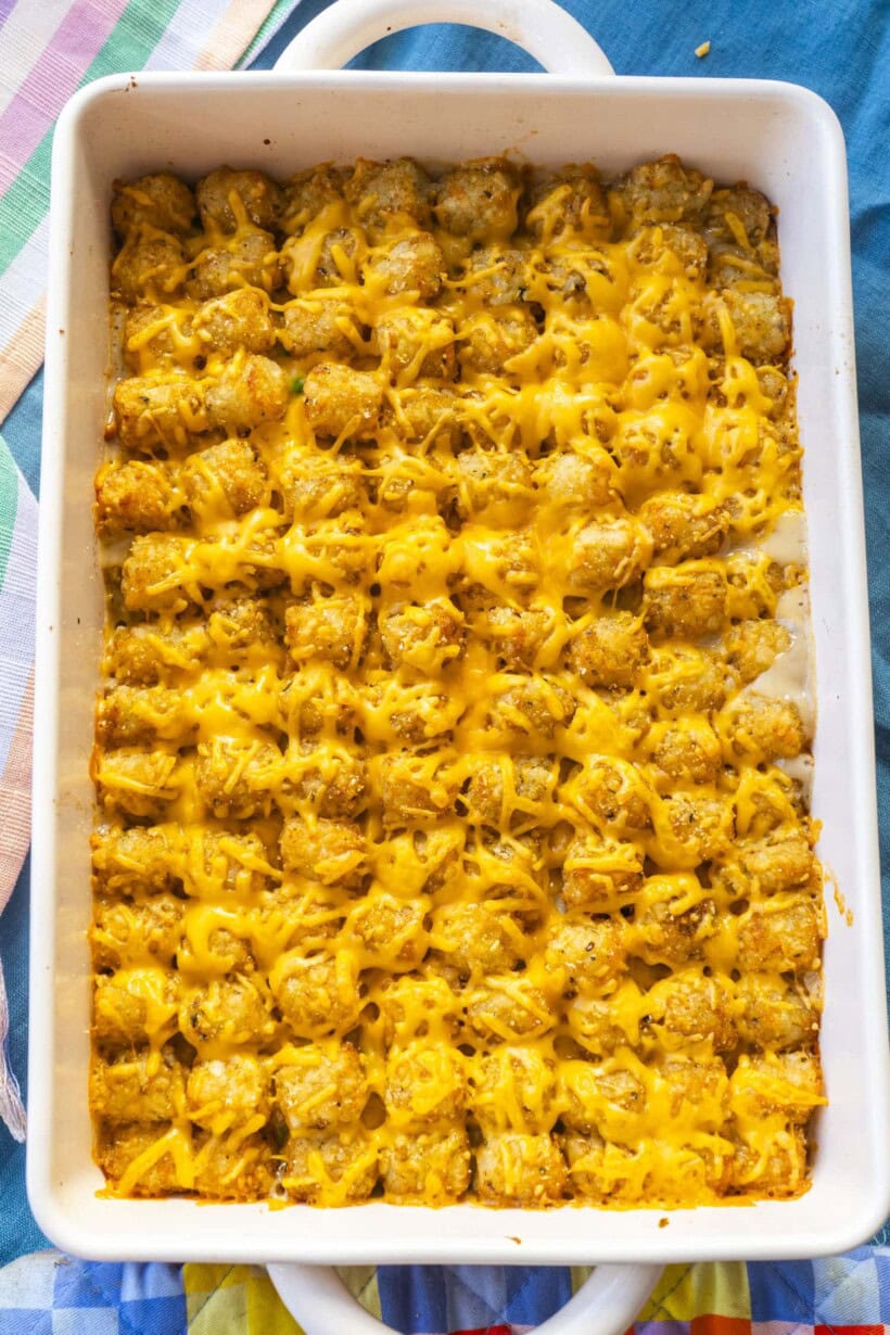 Cheesy Ground Turkey Tater Tot Casserole - Brooklyn Farm Girl