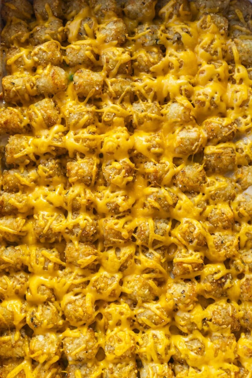 Cheesy Ground Turkey Tater Tot Casserole - Brooklyn Farm Girl